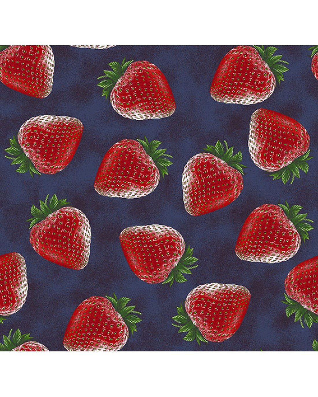 Tecido Estampado Morangos cor - 04 (Marinho) - Tecidos Caldeira