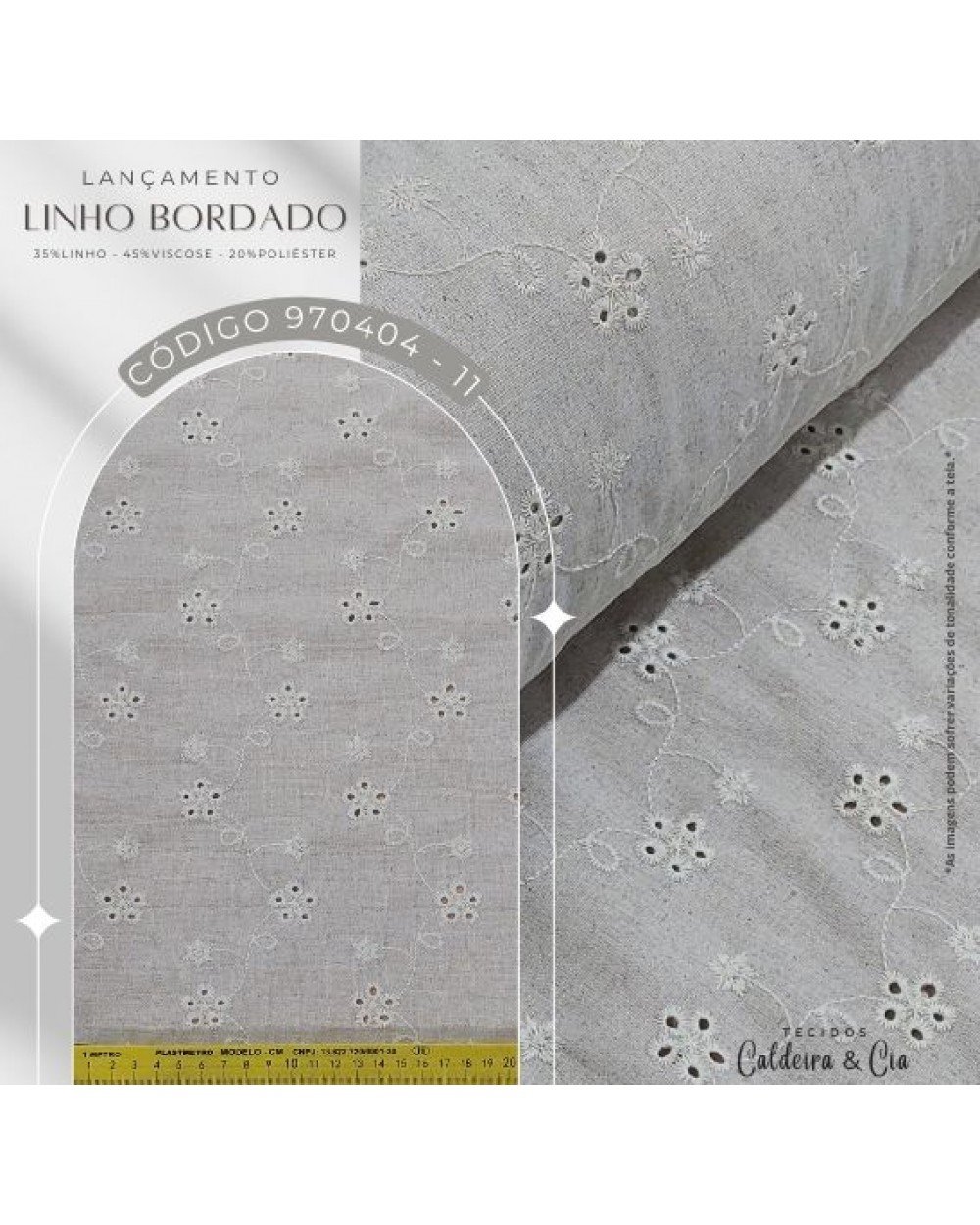 Linho Bordado cor - Unico (Crú) - Tecidos Caldeira