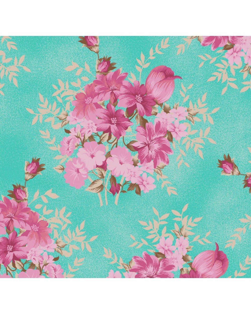 Tecido Estampado Floral Amor Perfeito cor - 05 (Tiffany) - Tecidos Caldeira